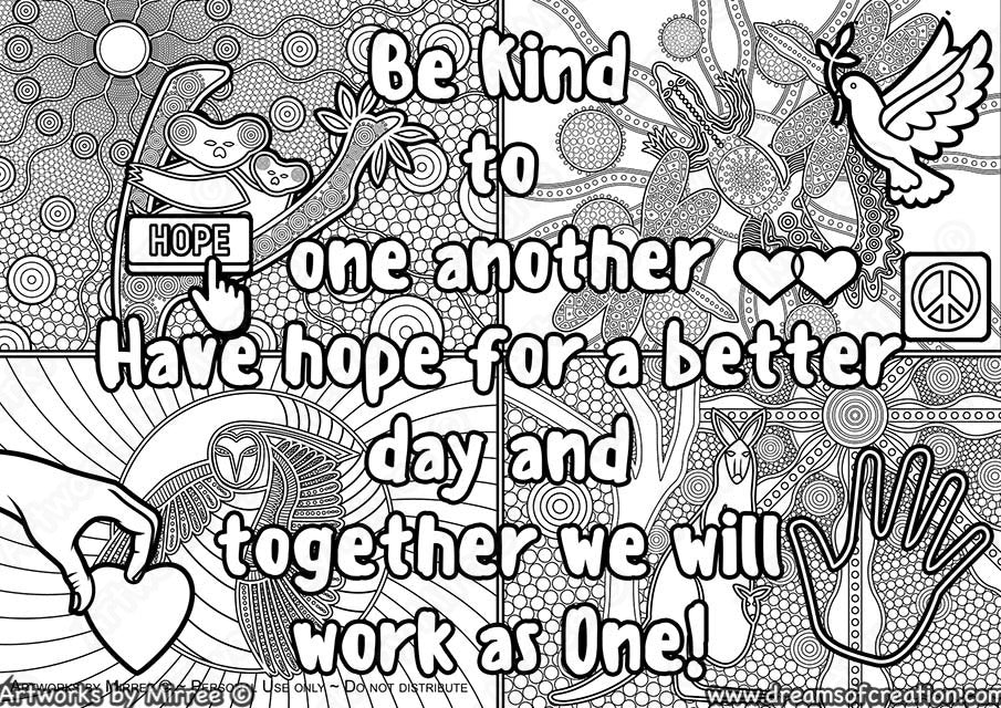 'Hope' Colouring Single PDF Page COLOURING PAGE' by Mirree Contemporar ...